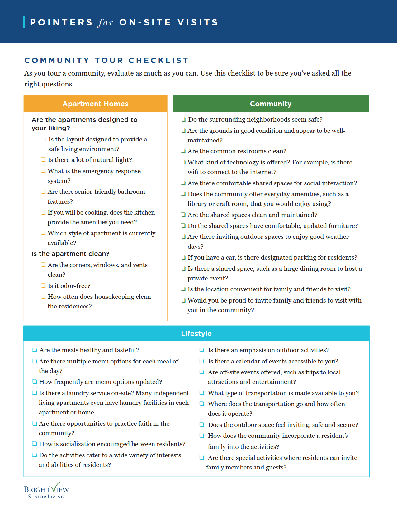 Free Community Visit Checklist